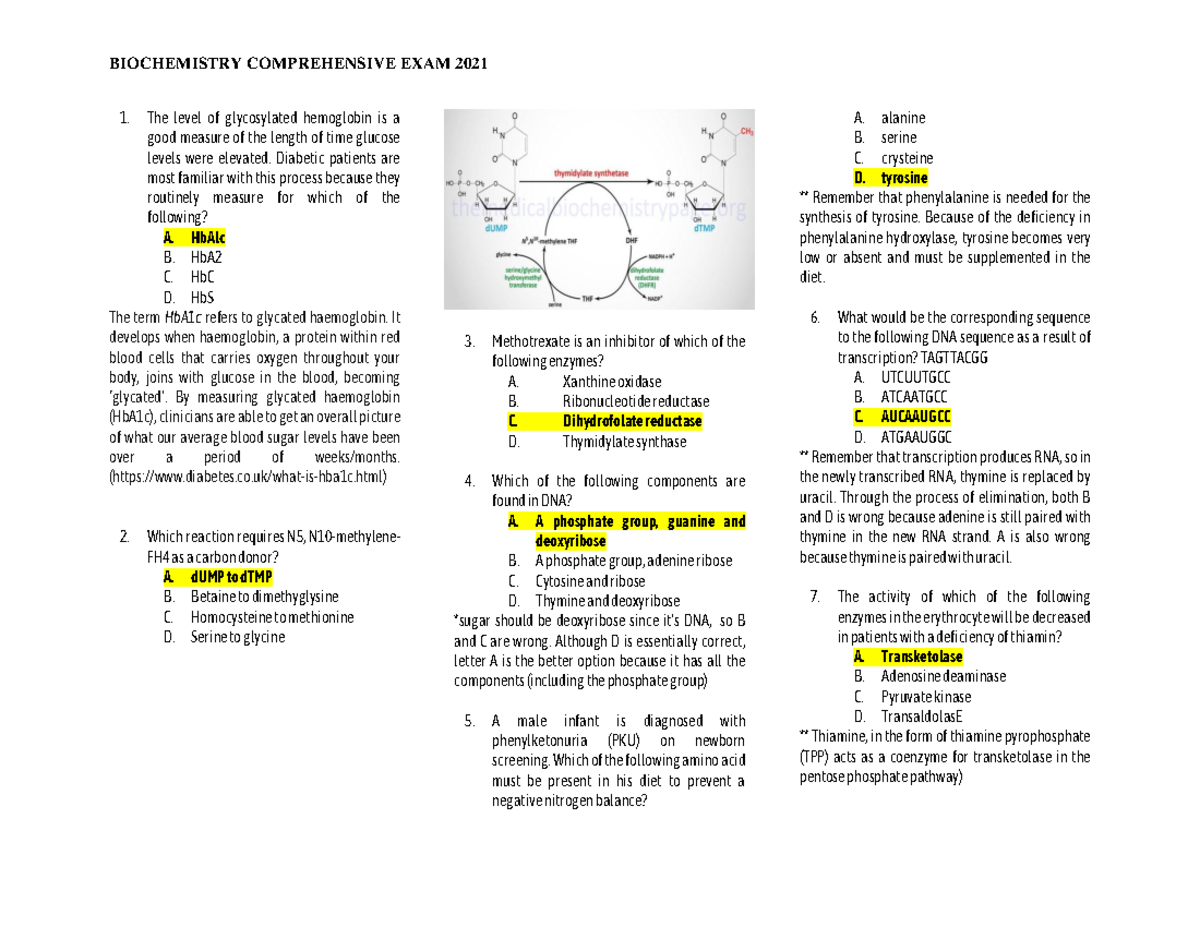 Biochemistry practice test - The level of glycosylated hemoglobin is a ...