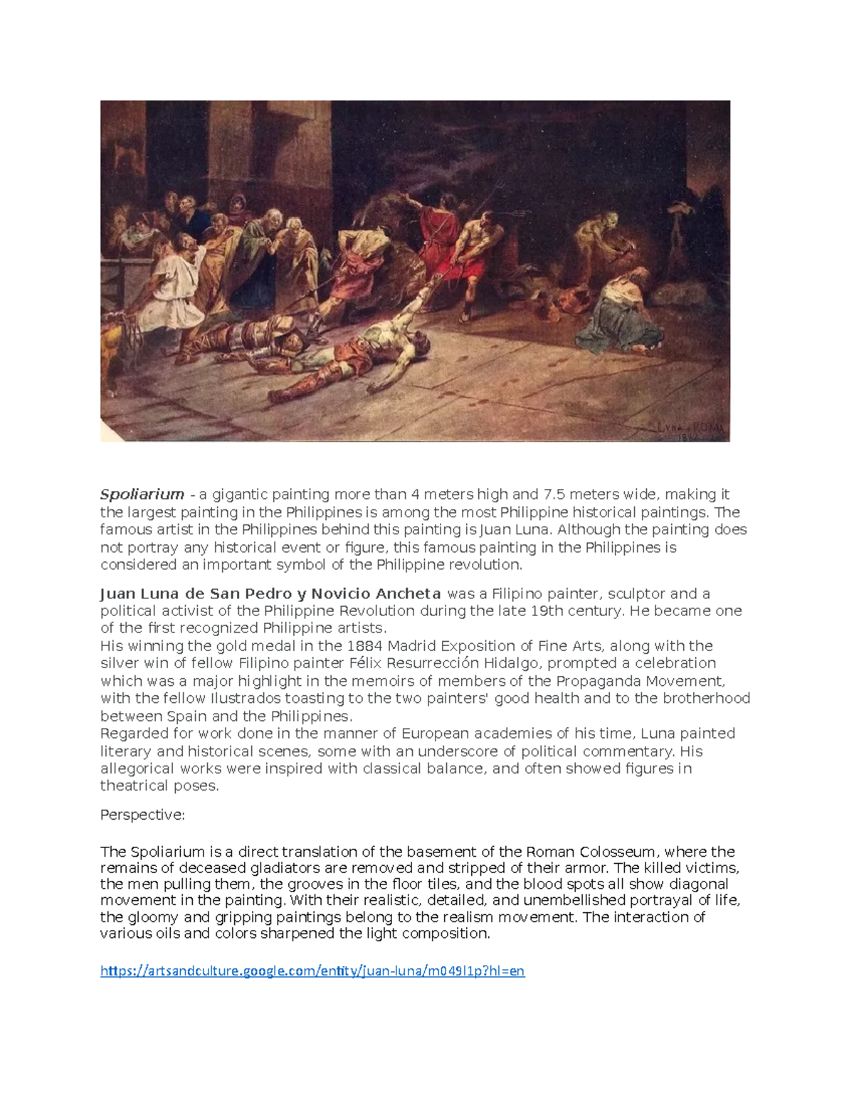Spoliarium - Research Homework - Spoliarium - a gigantic painting more ...