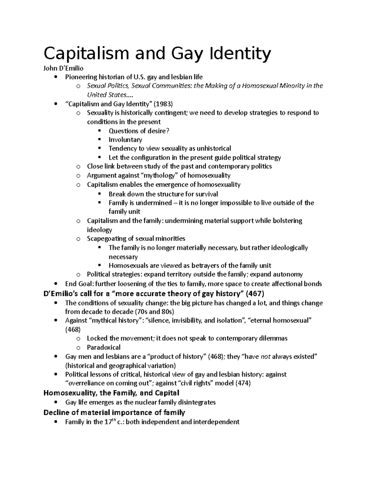 Capitalism and Gay Identity - John D’Emilio - Capitalism and Gay ...