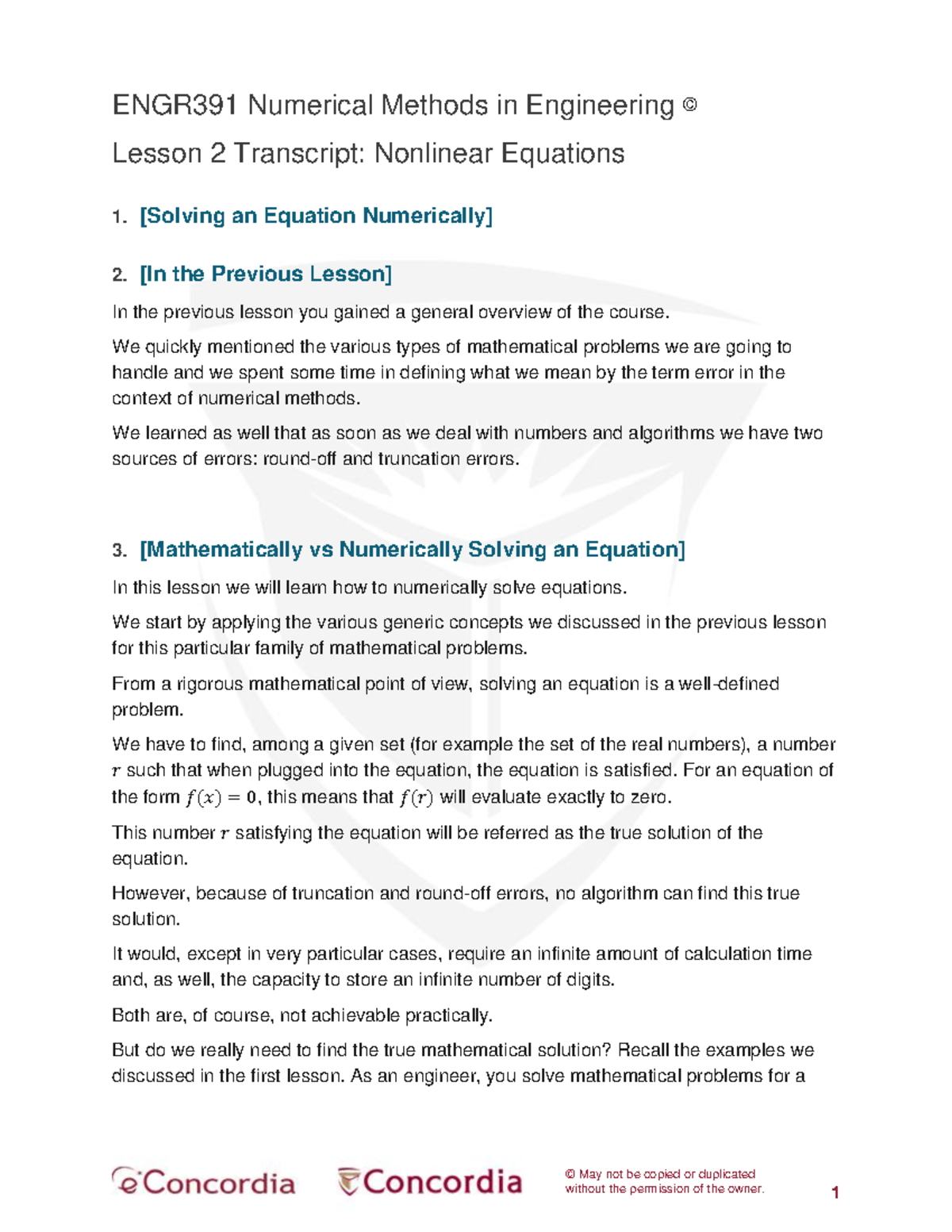 ENGR391 Transcript 2 1 1 - ENGR 391 - Concordia - Studocu