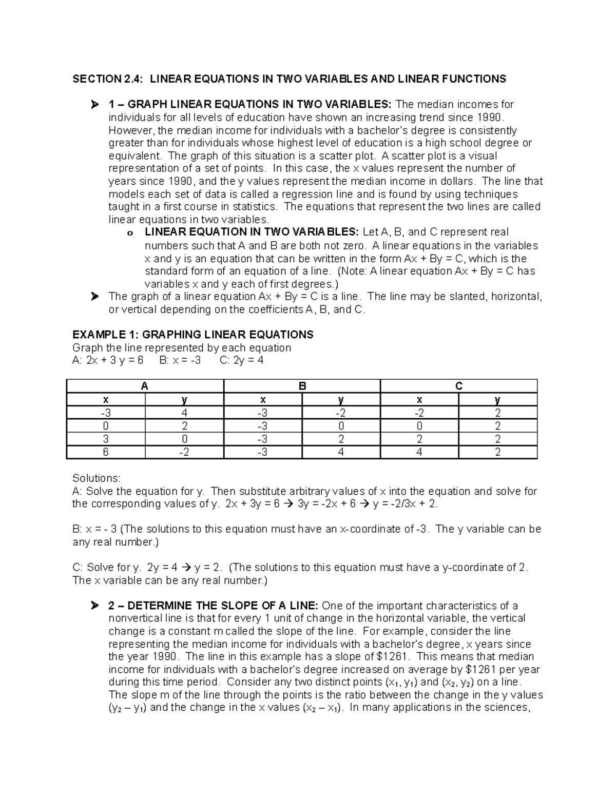 Section 2 - SECTION 2: LINEAR EQUATIONS IN TWO VARIABLES AND LINEAR ...