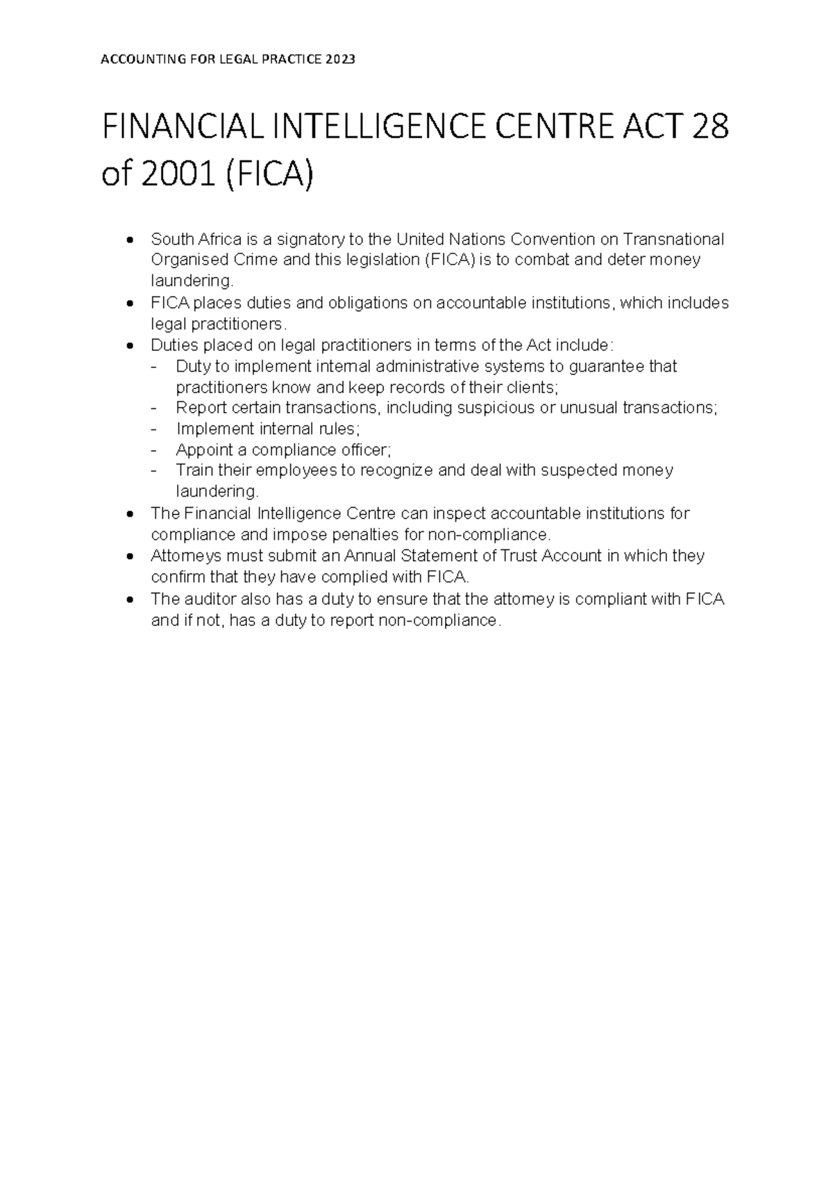 Financial Intelligence Centre ACT - ACCOUNTING FOR LEGAL PRACTICE 2023 ...