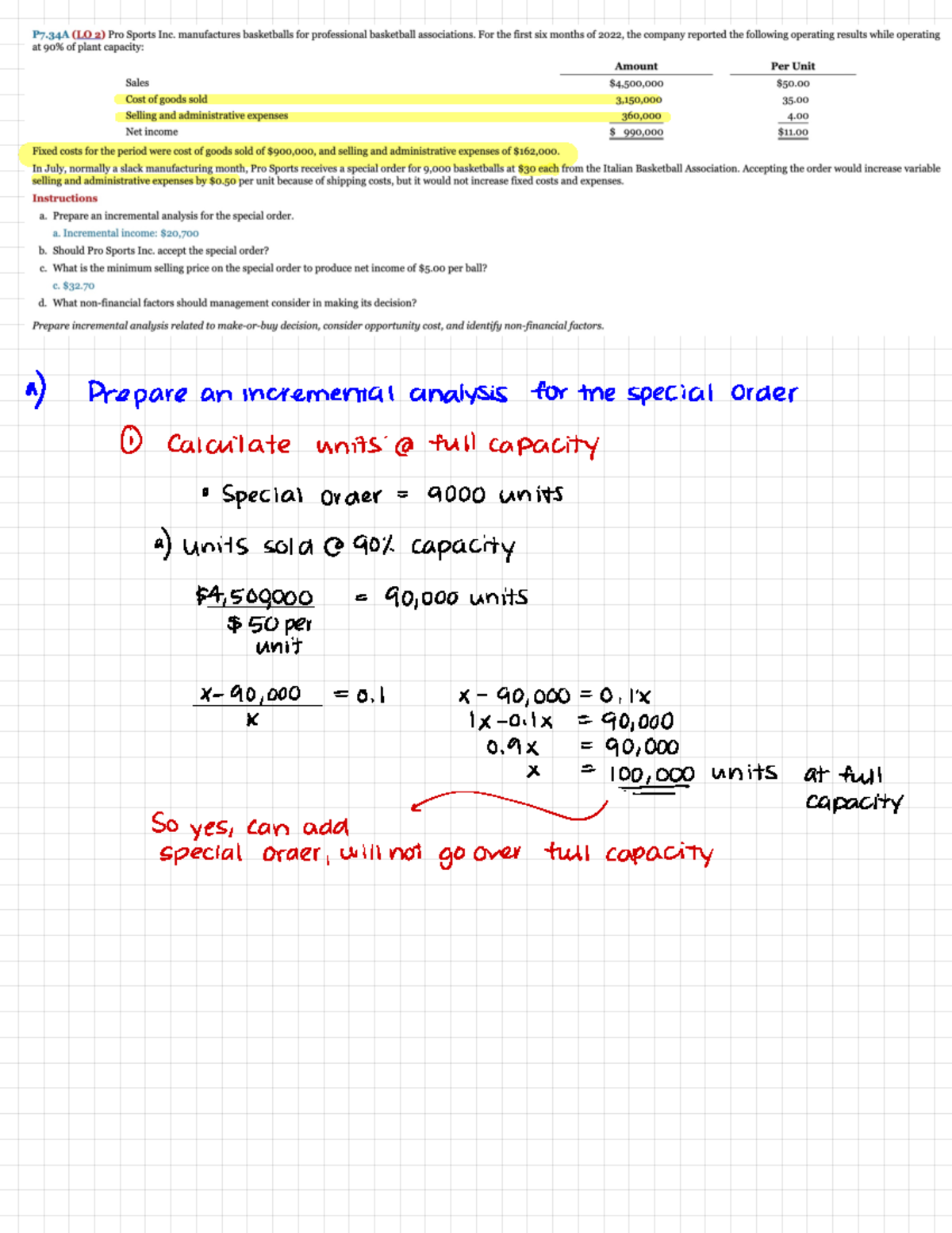 CH 7 In class questions Incremental Analysis - a) Prepare an ...