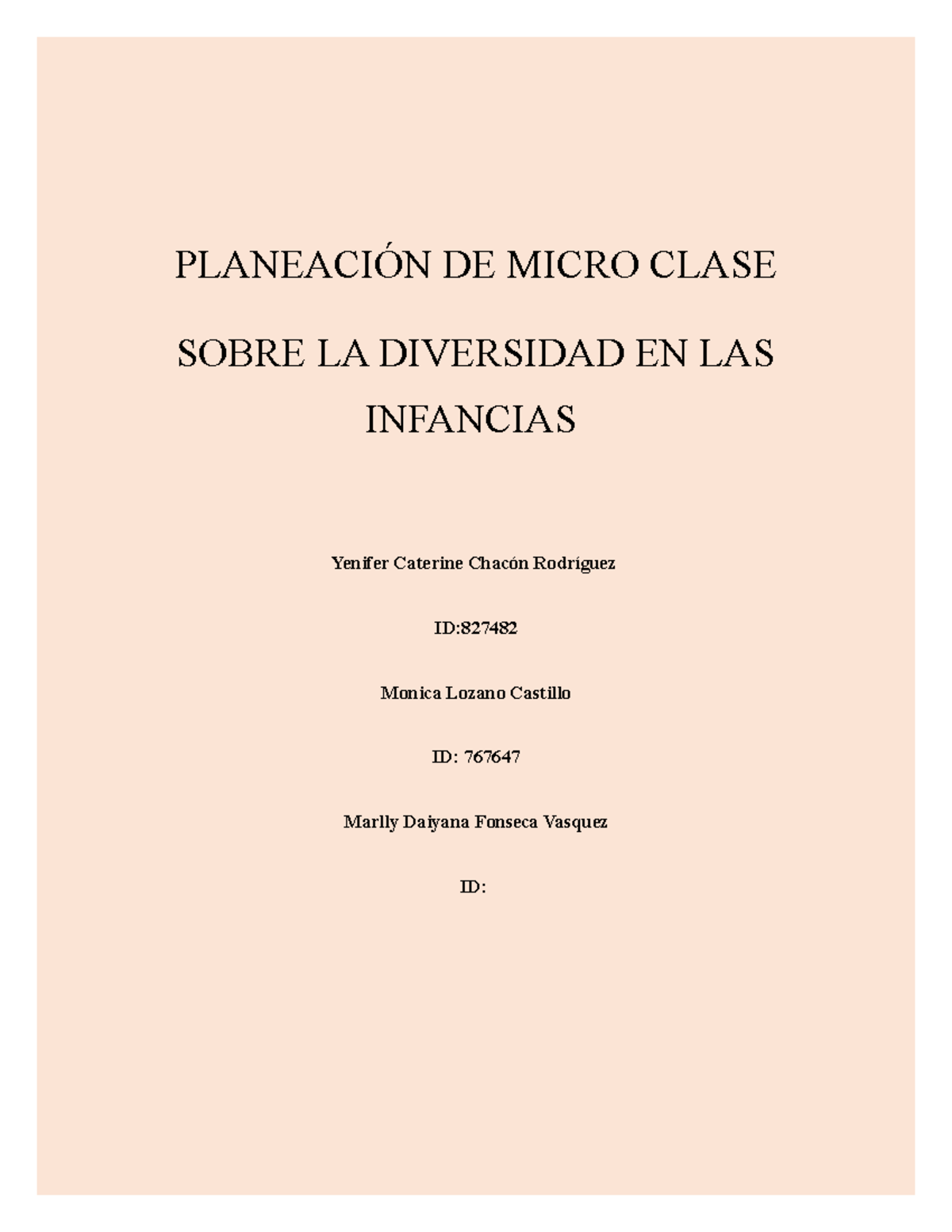 Planeación DE Micro Clase 1 - PLANEACIÓN DE MICRO CLASE SOBRE LA DIVERSIDAD EN LAS INFANCIAS ...