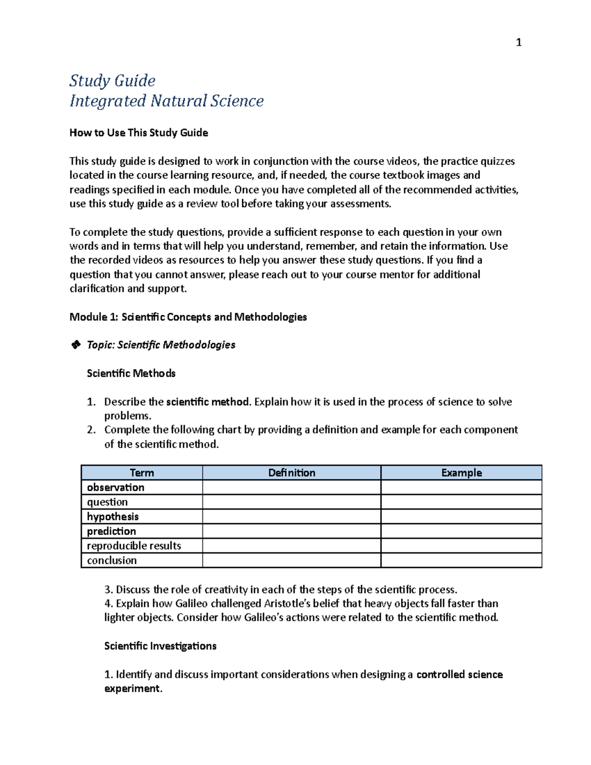 Integrated natural science studyguide - Study Guide Integrated Natural ...