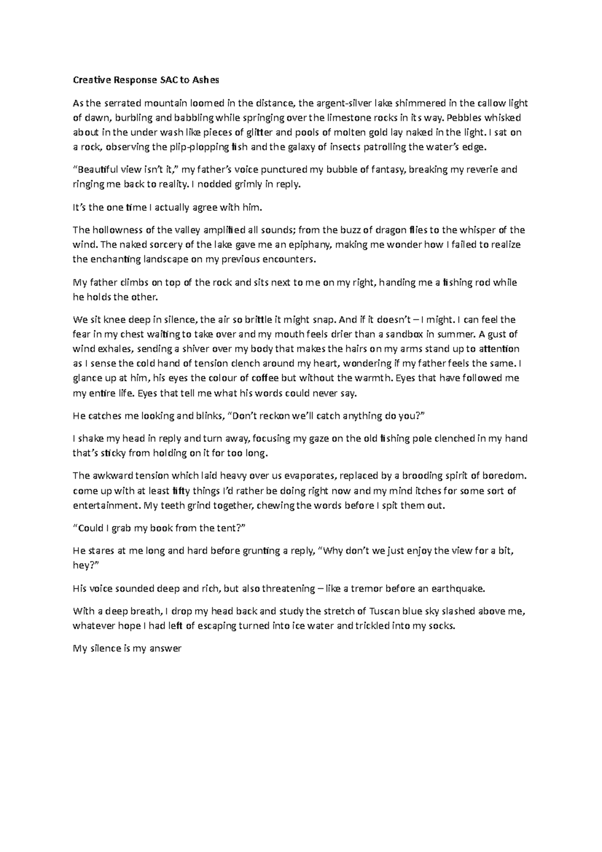 Creative Response to Like A House On Fire (Ashes) - Creative Response ...