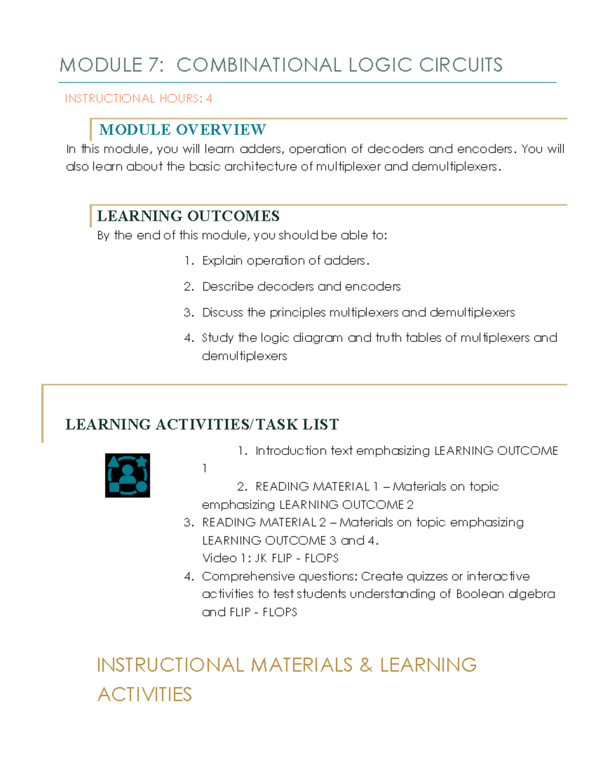 Physics Modules 7-10 - okey - MODULE 7: COMBINATIONAL LOGIC CIRCUITS ...
