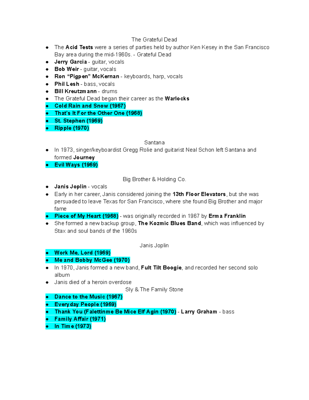 San Francisco, Part 2 - The Grateful Dead The Acid Tests were a series ...