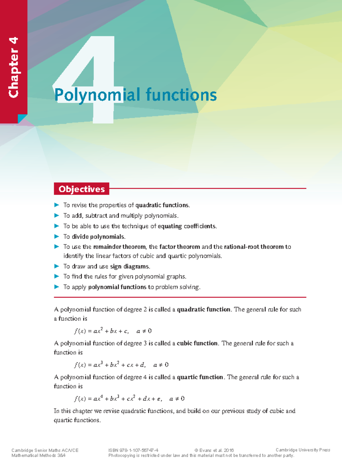 Math Methods 3/4- 04 Polynomial functions - MCD 4500 - Monash - Studocu