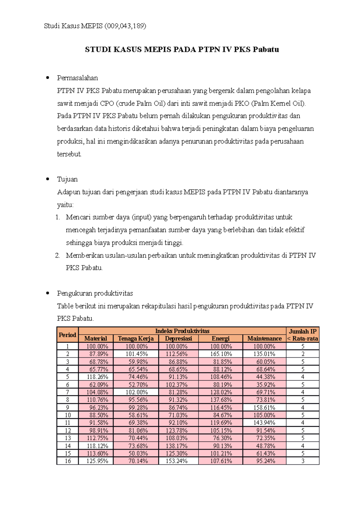 Studi Kasus Mepis PADA PTPN IV PKS Pabatu - STUDI KASUS MEPIS PADA PTPN IV PKS Pabatu ...