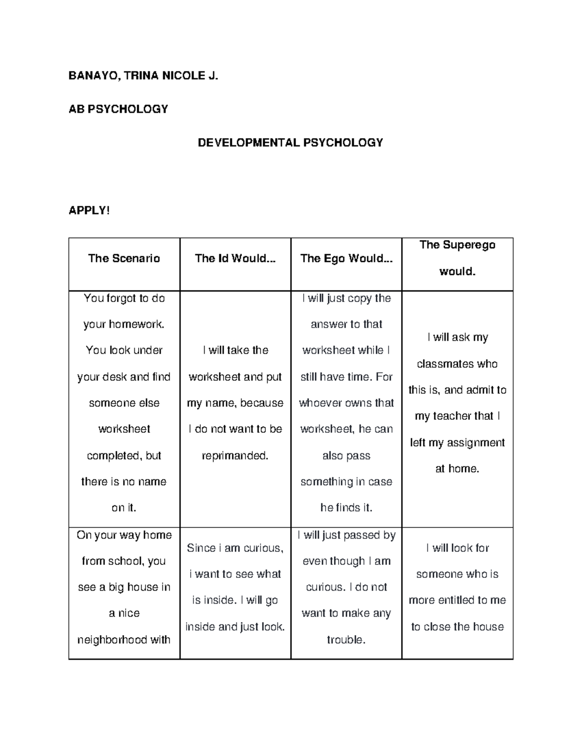 Devpsych Application - The id, ego, and super-ego are a set of three ...