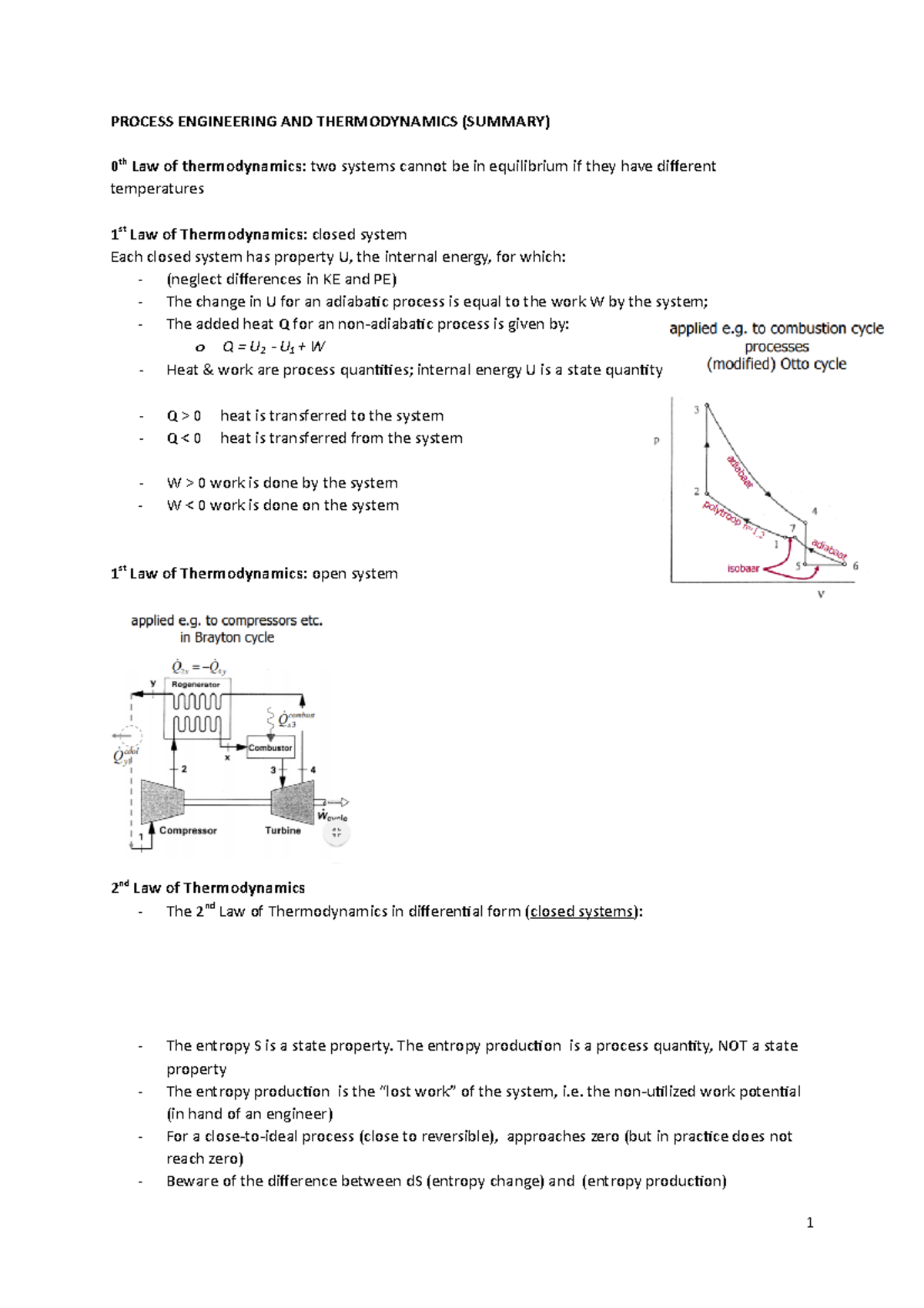 Process Engineering AND Thermodynamics - PROCESS ENGINEERING AND THERMODYNAMICS (SUMMARY) 0 th ...