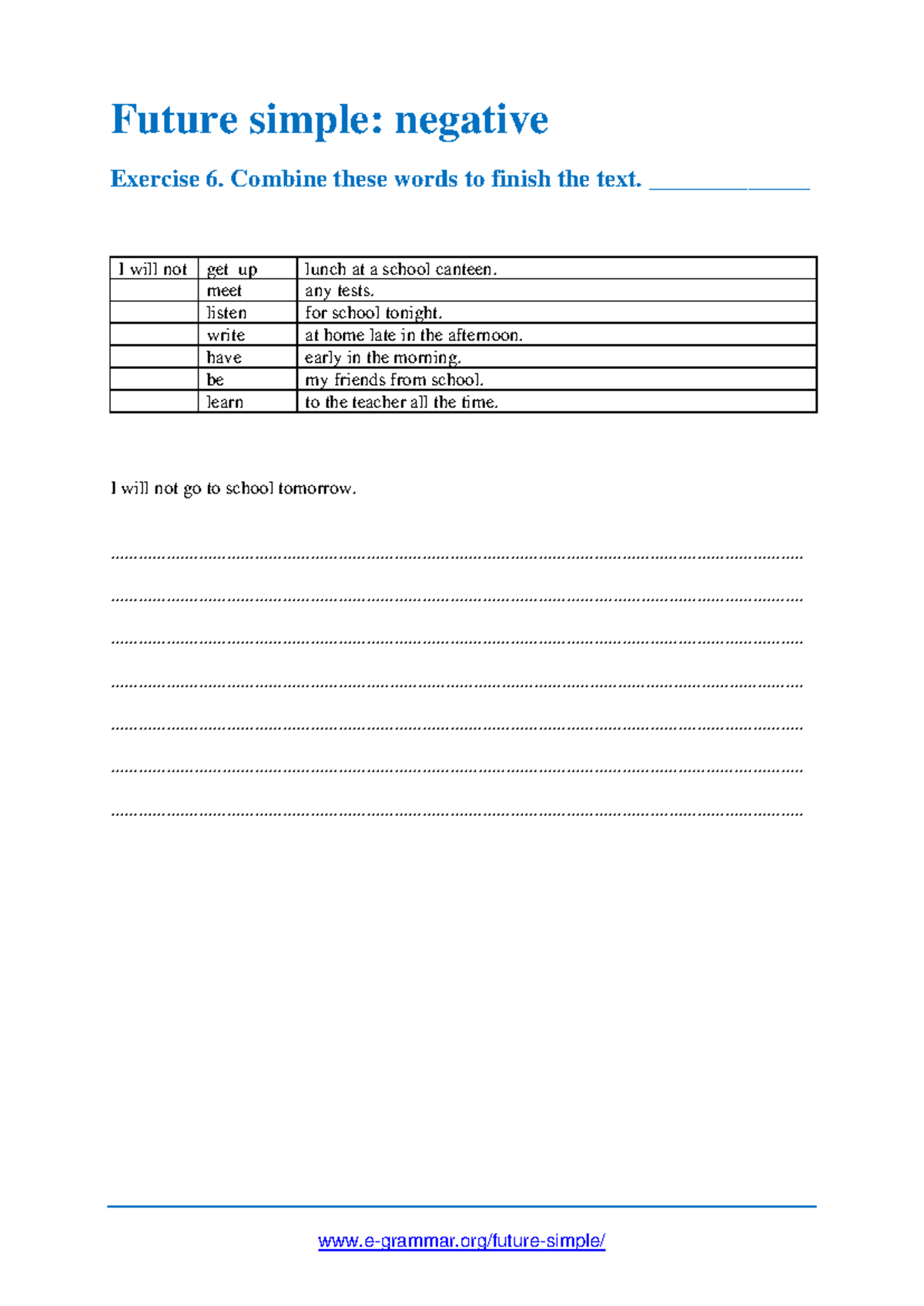 Future simple exercise 6 - e-grammar/future-simple/ Future simple ...