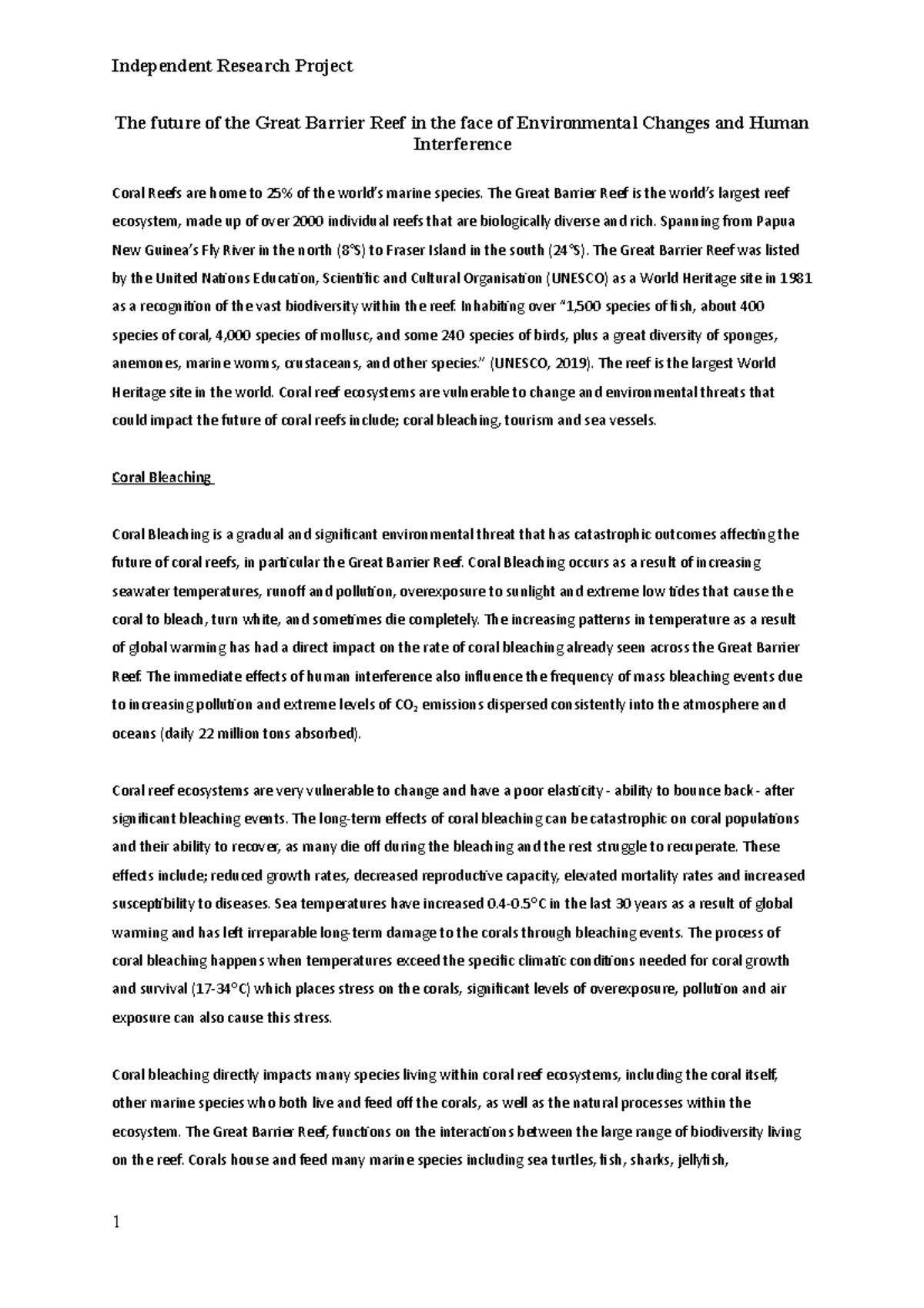 The future of the Great Barrier Reef in the face of environmental and ...