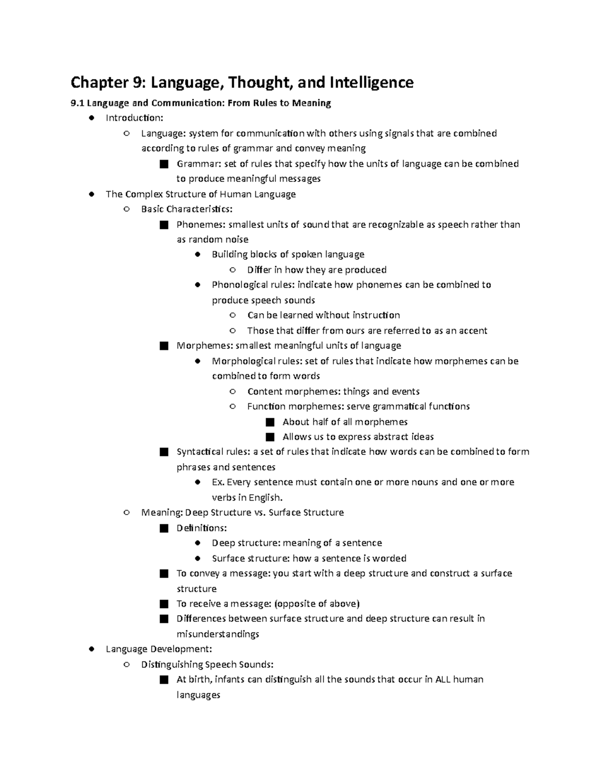 202 Chapter 09 Language, Thought, and Intelligence - Chapter 9: Language, Thought, and ...