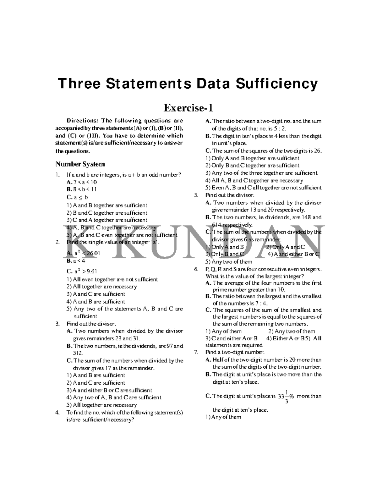 Data - You have to determine which statement(s) is/are sufficient ...