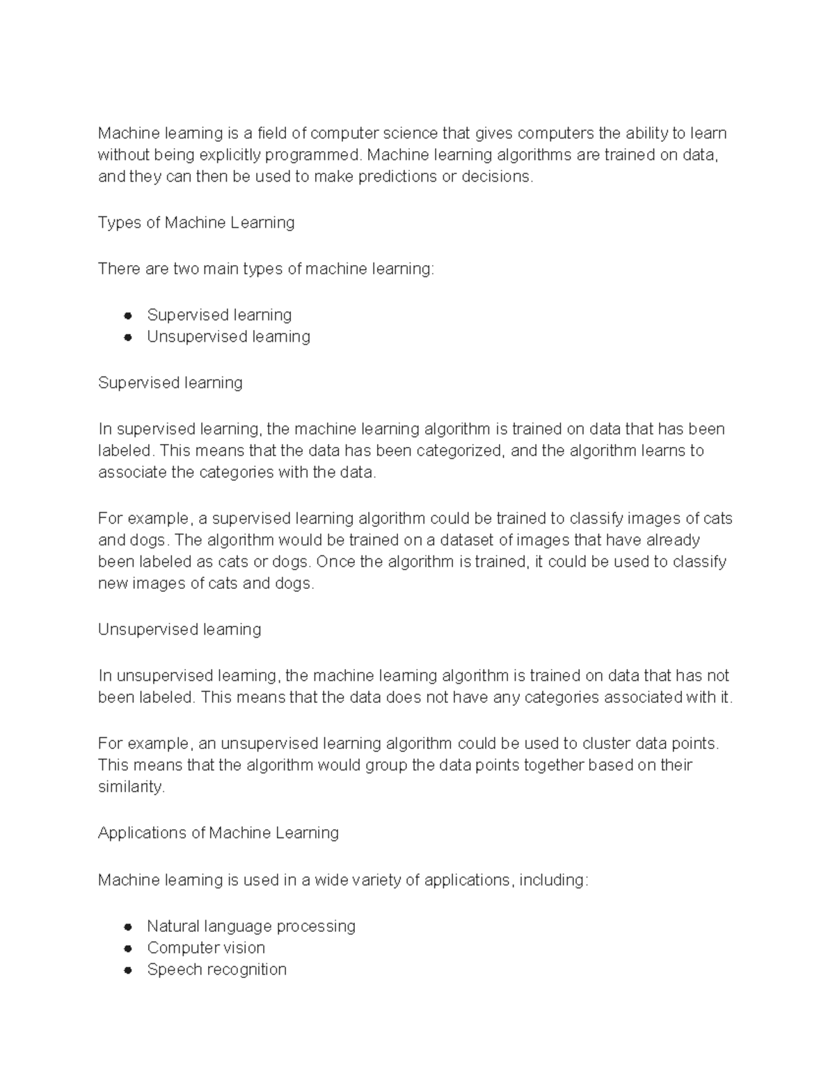 Lecture 11 Introduction To Machine Learning Machine Learning Is A Field Of Computer Science