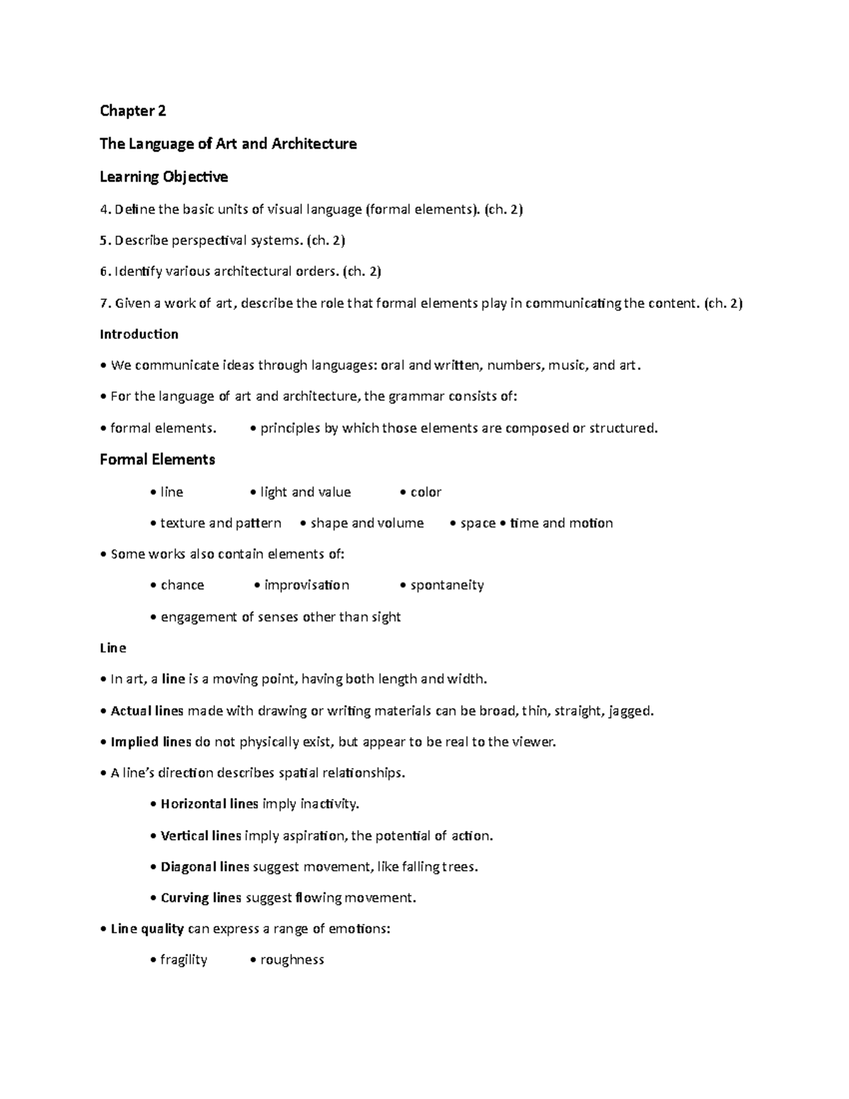 Chapter 2 - Chapter 2 The Language of Art and Architecture Learning ...