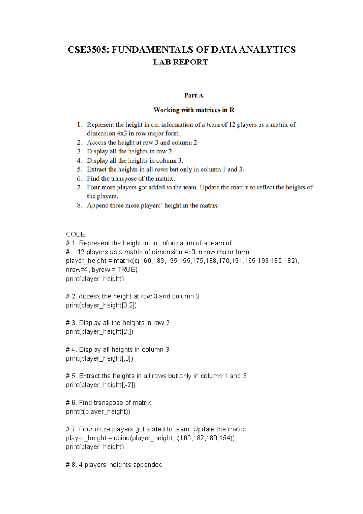 Data Analytics Lab Cse3505 Fundamentals Of Data Analytics Lab Report