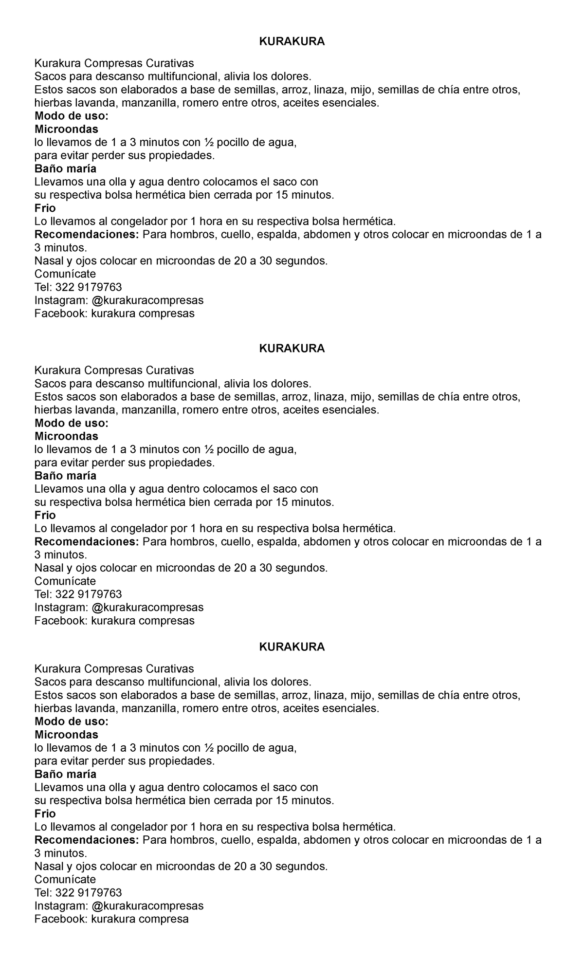 Kurakura - ewefefadaddadd - KURAKURA Kurakura Compresas Curativas Sacos ...