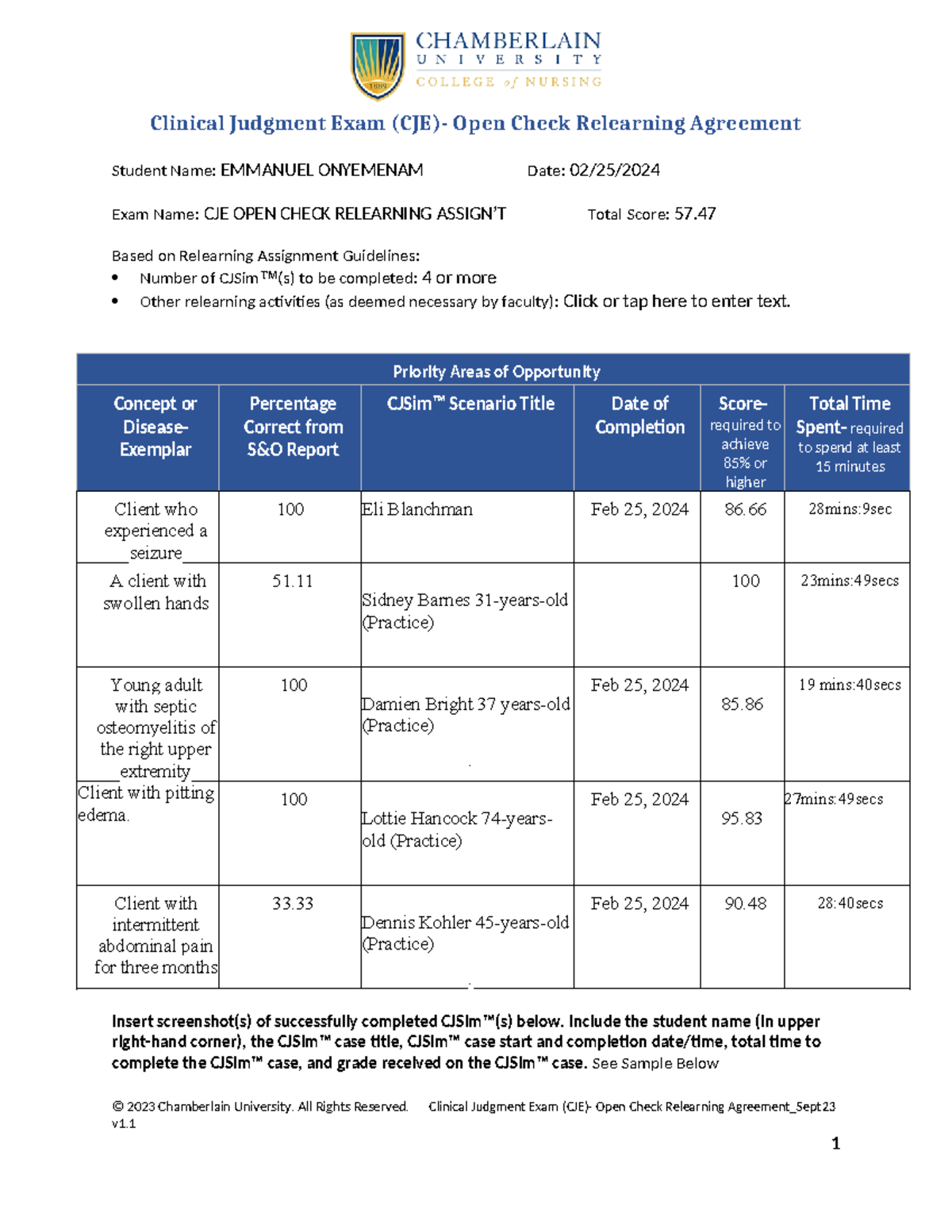CJE Open Check Relearning Agreement Feb 25 - Clinical Judgment Exam ...