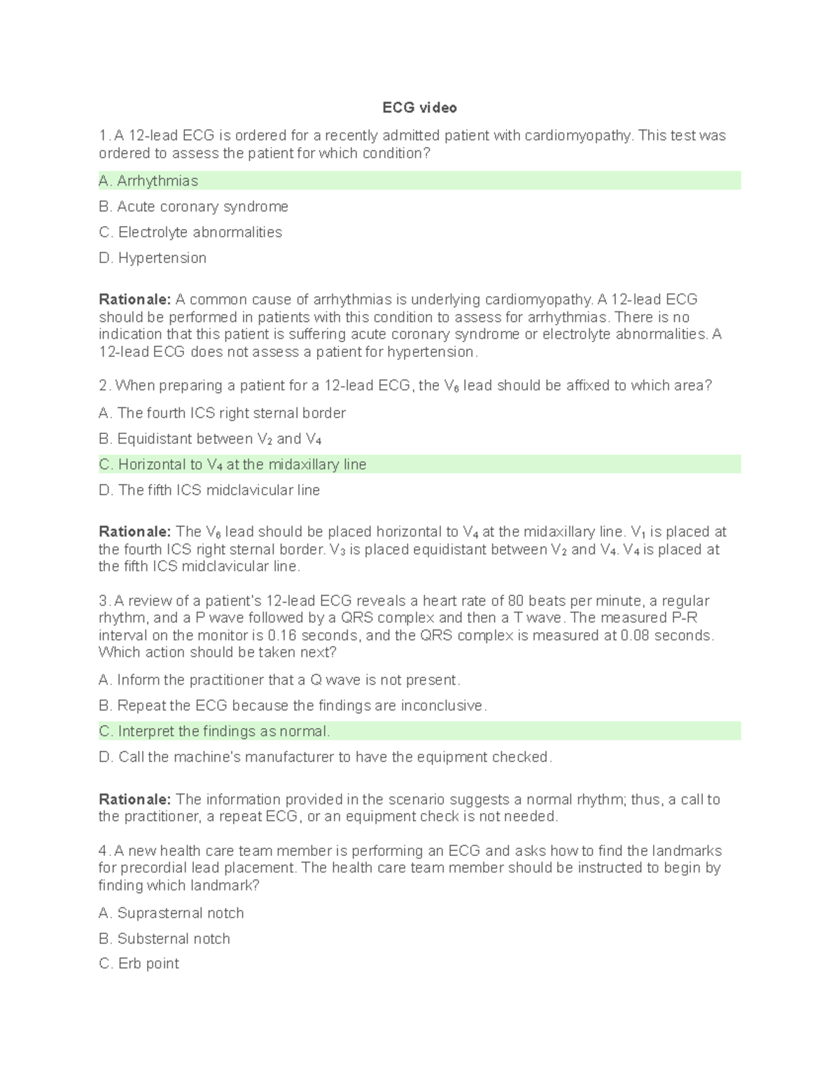 MS2 Questions - practice question - ECG video A 12-lead ECG is ordered ...