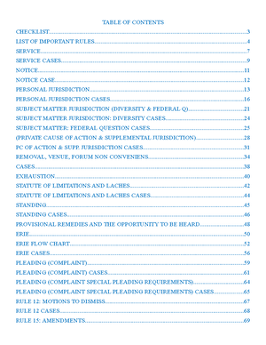 Civ Pro - F20 [case chart] - Study Unit 1 & 2: Intro to Civil Procedure ...