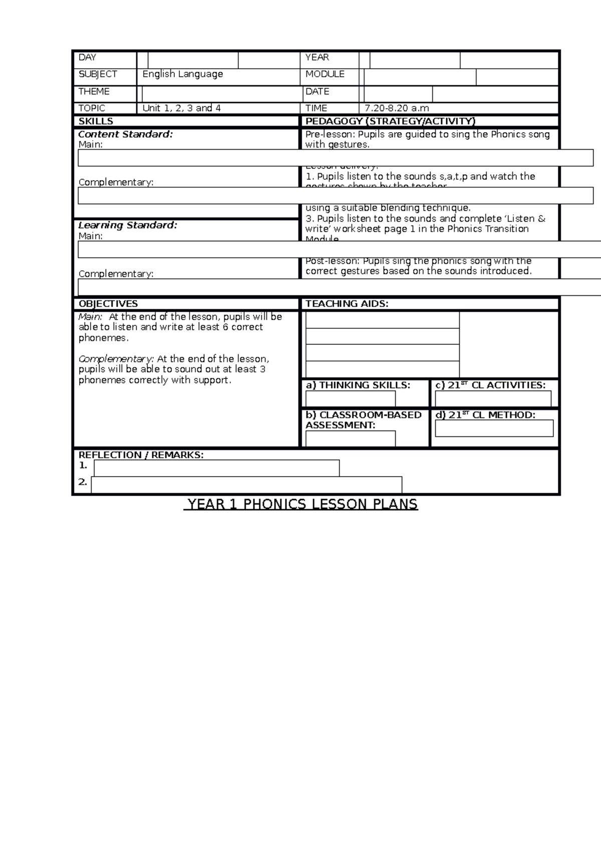 Week 1 - week 1 - SUBJECT English Language MODULE THEME DATE TOPIC Unit ...