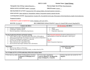 Nitroglycerin Drug Card - DRUG CARD Student Name: Lionel Tabong ...