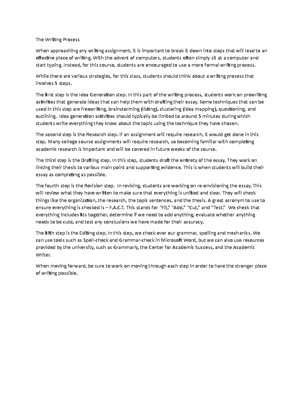 The Writing Process - Hope this helps - The Wri ng Process When ...