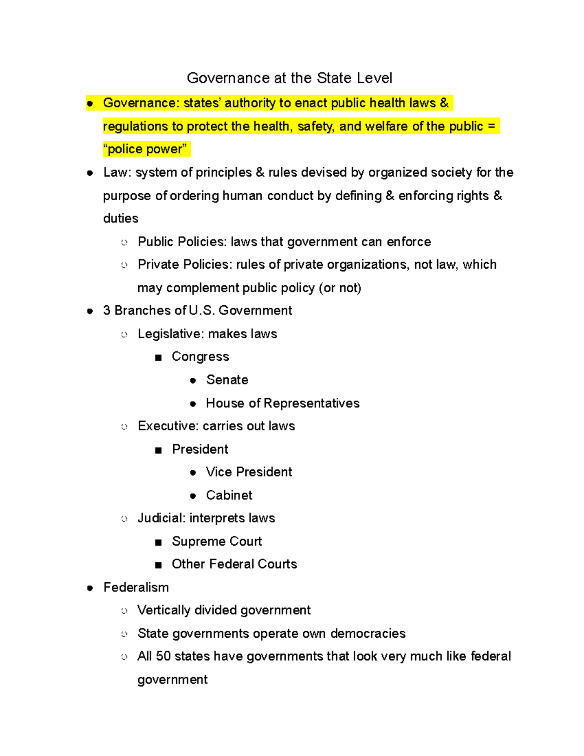 Module 2 - Governance at the State Level Governance: states’ authority ...