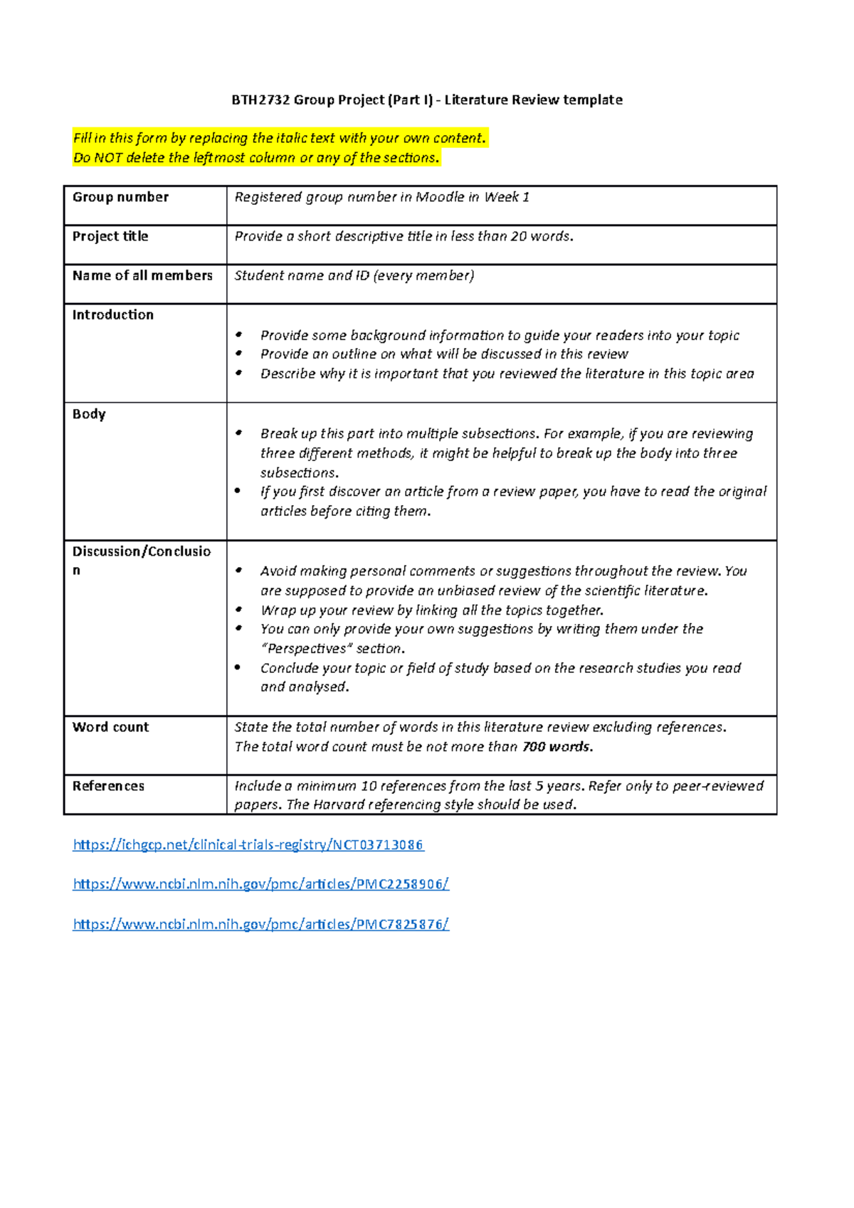 BTH2732 Lit Review and Research Proposal template v2 - BTH2732 Group ...