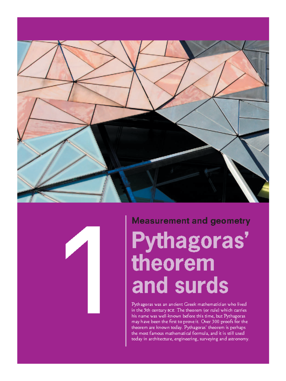 NCM9: Chapter 1 Pythagoras theorem - 1 ####### Measurement and geometry ...