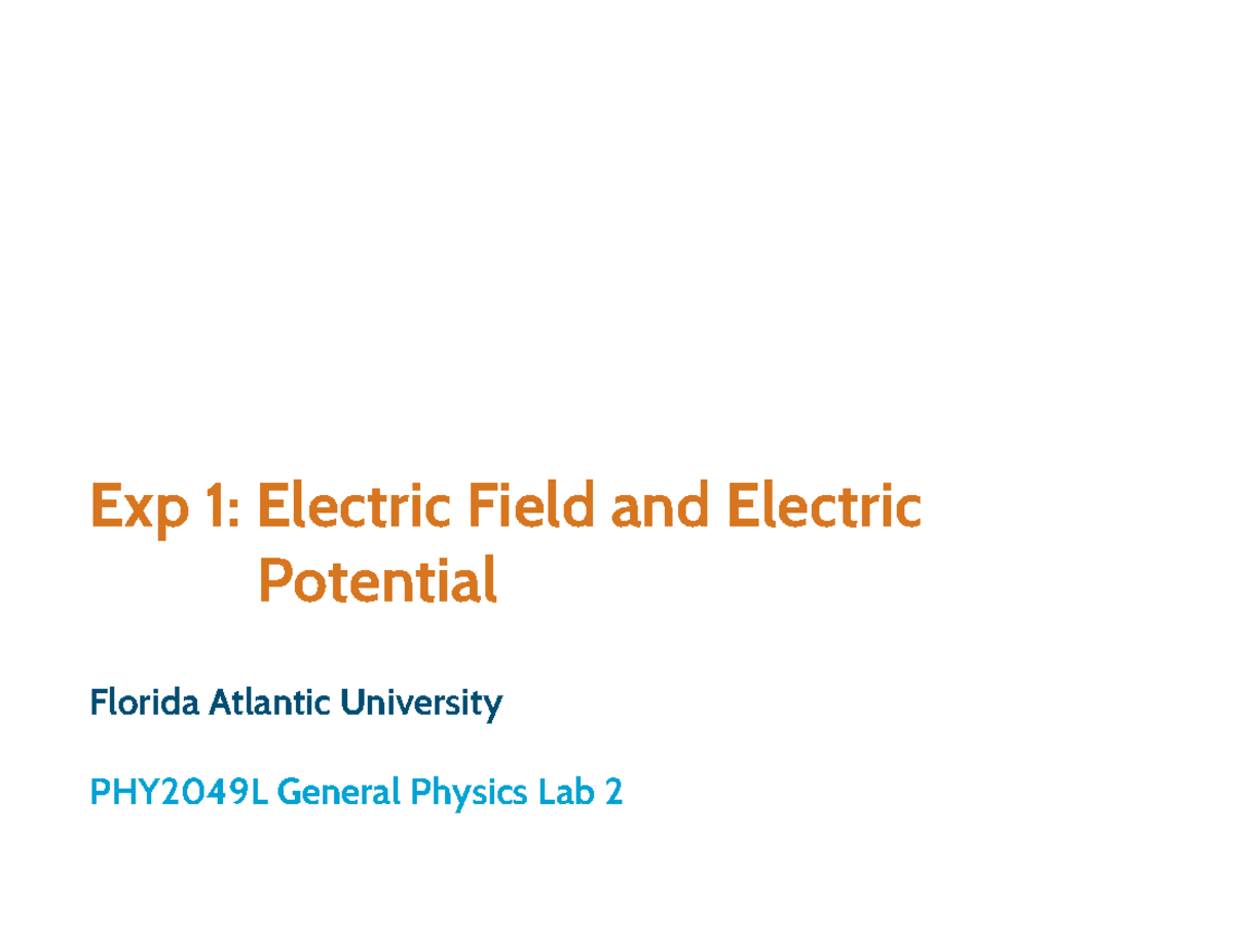PHY2049L Exp 1 Theory - PHY2054 - USF - Studocu