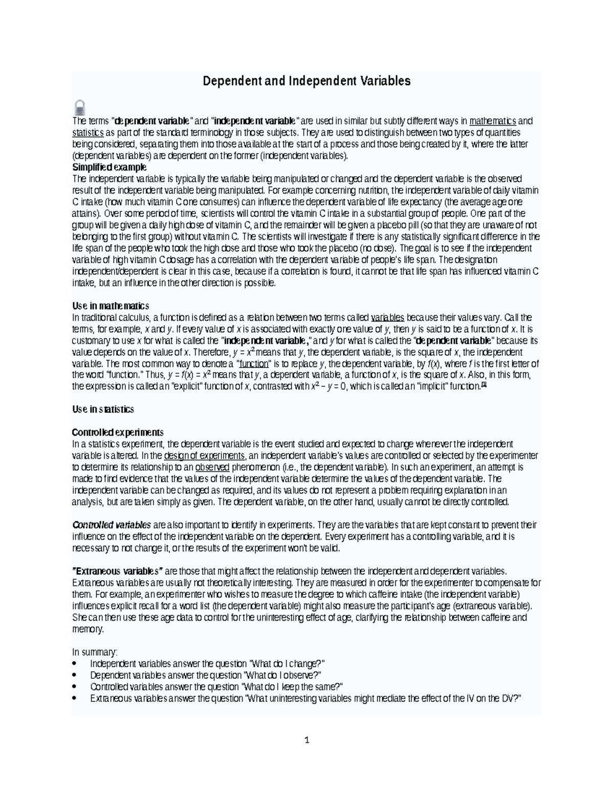Dependent and independent variables - Dependent and Independent ...