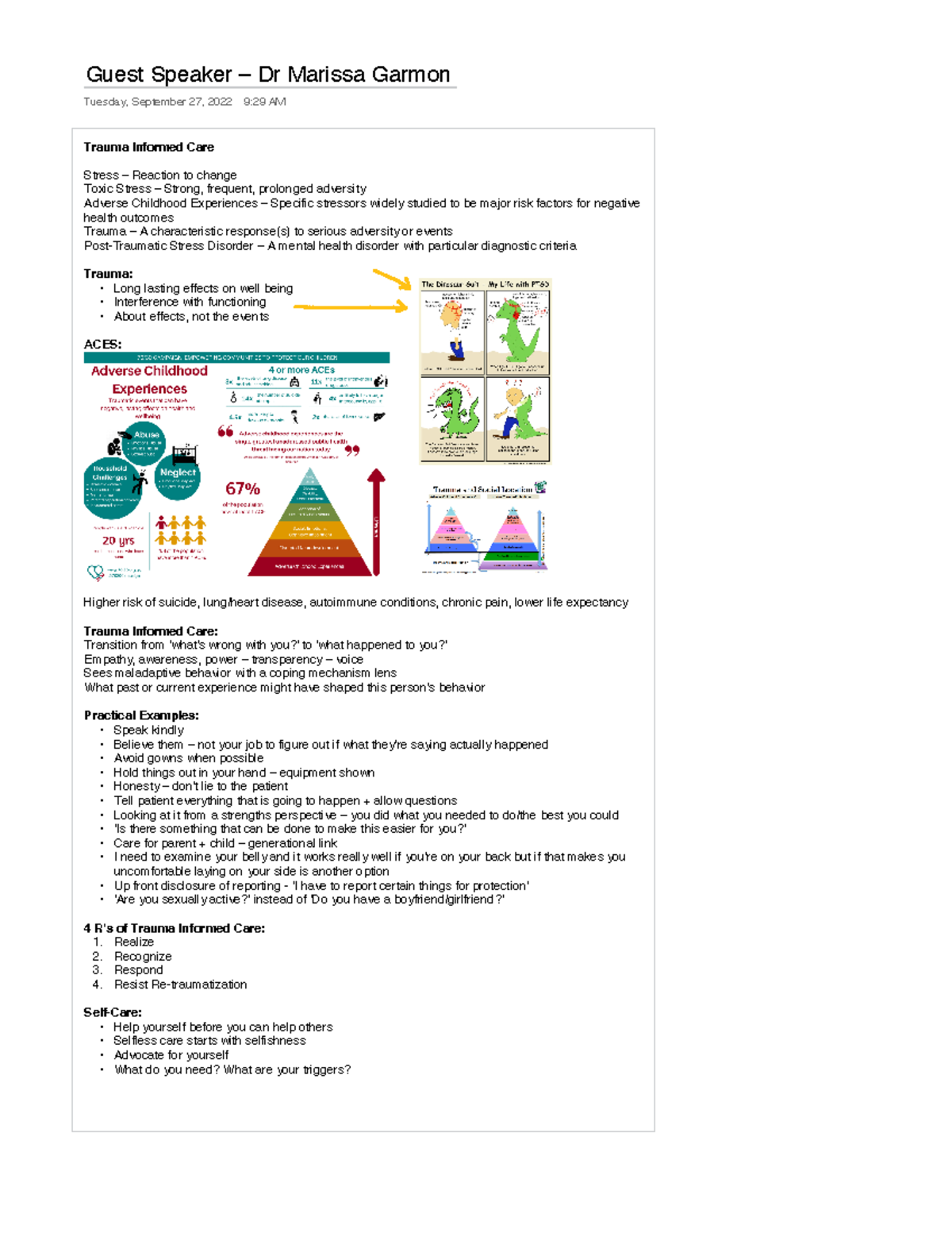 Week 4 Guest Lecture Notes - Guest Speaker – Dr Marissa Garmon Tuesday ...