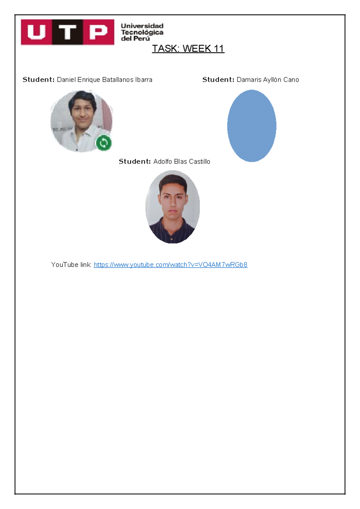 WEEK 11} - week - ingles, tarea - TASK: WEEK 11 YouTube link: youtube/watch?v=VO4AM7wRGb Student ...