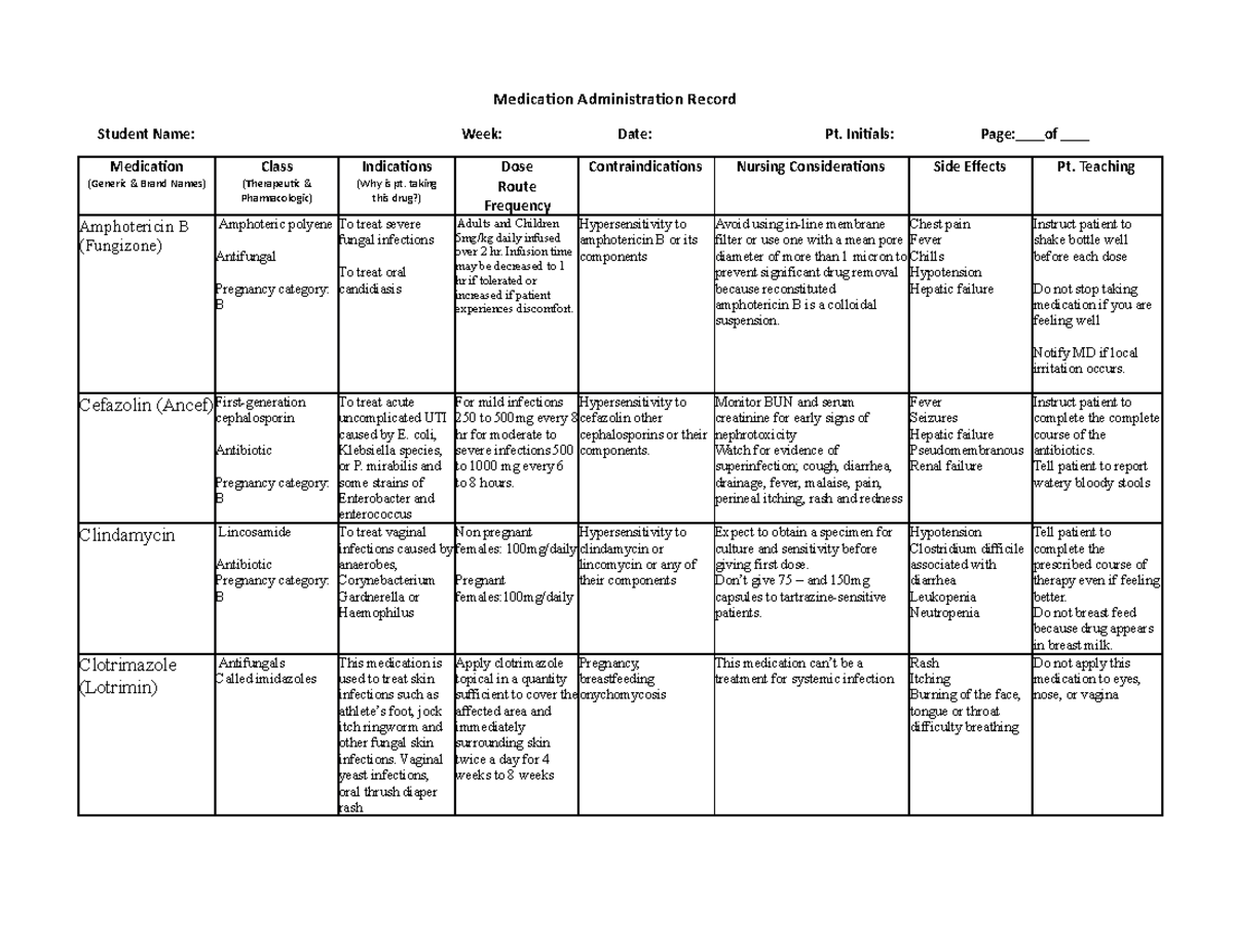 Medication Administration Record - Studocu