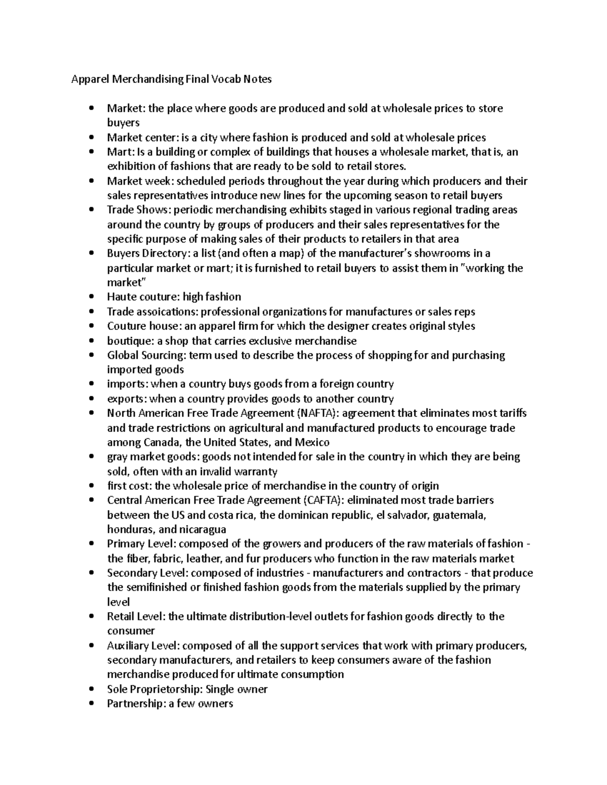 Apparel Merchandising Final Vocab Notes - Market week: scheduled ...