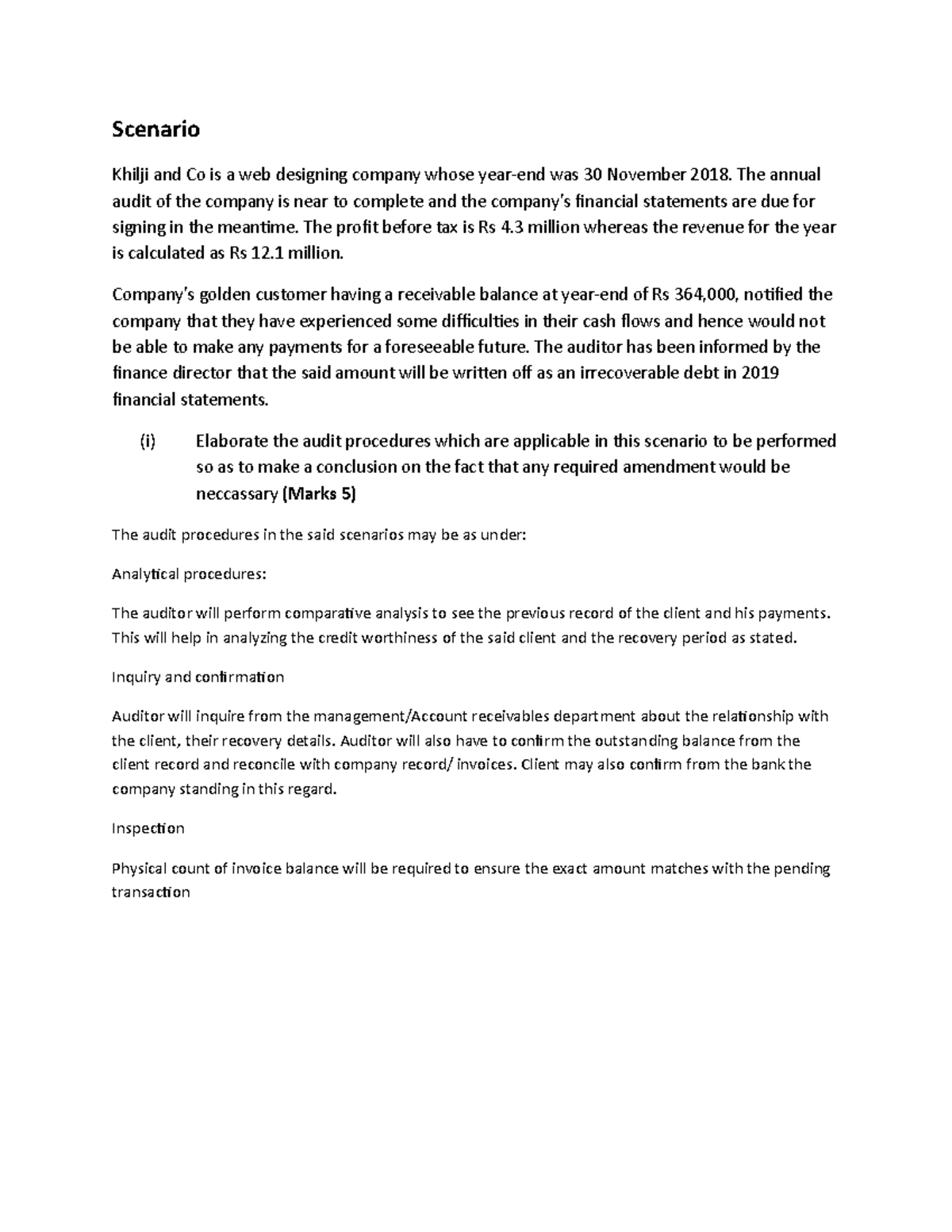 Audit-case-procedures-10012021-074955 pm - Scenario Khilji and Co is a ...