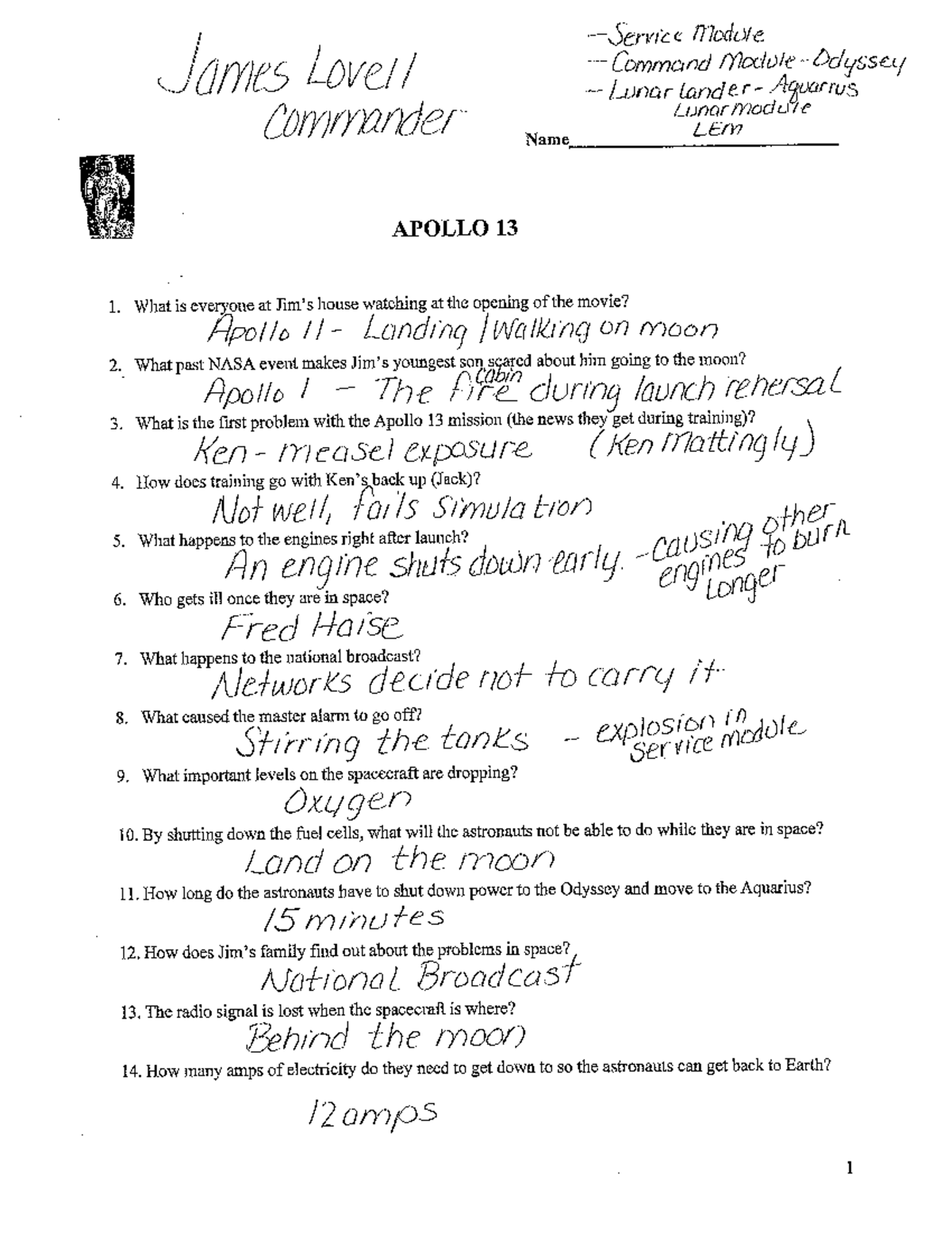 Apollo 13 key - Studocu
