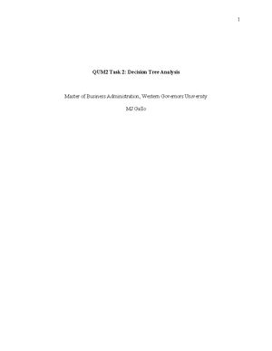 QUM2 Task 2 - Studocu - Task 2 paper for C207 - QUM2 Task 2: Decision ...