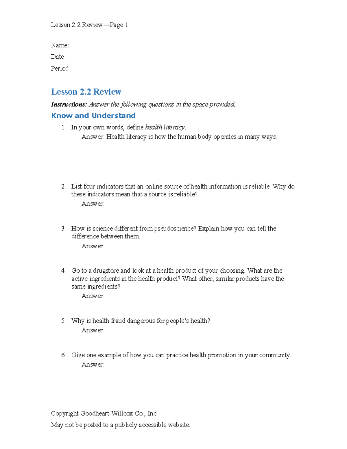 Lesson 2.2 Review - nothing regular - Lesson 2 Review—Page 1 Name: Date ...