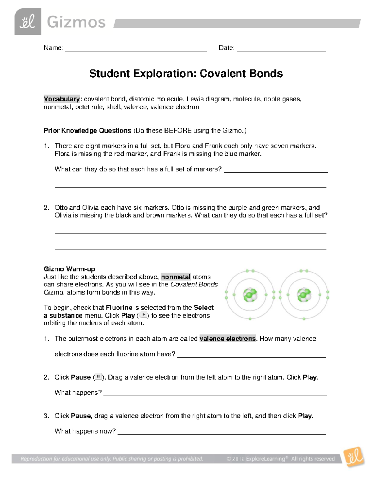 Covalent Bonds SE - n/a - Name ...
