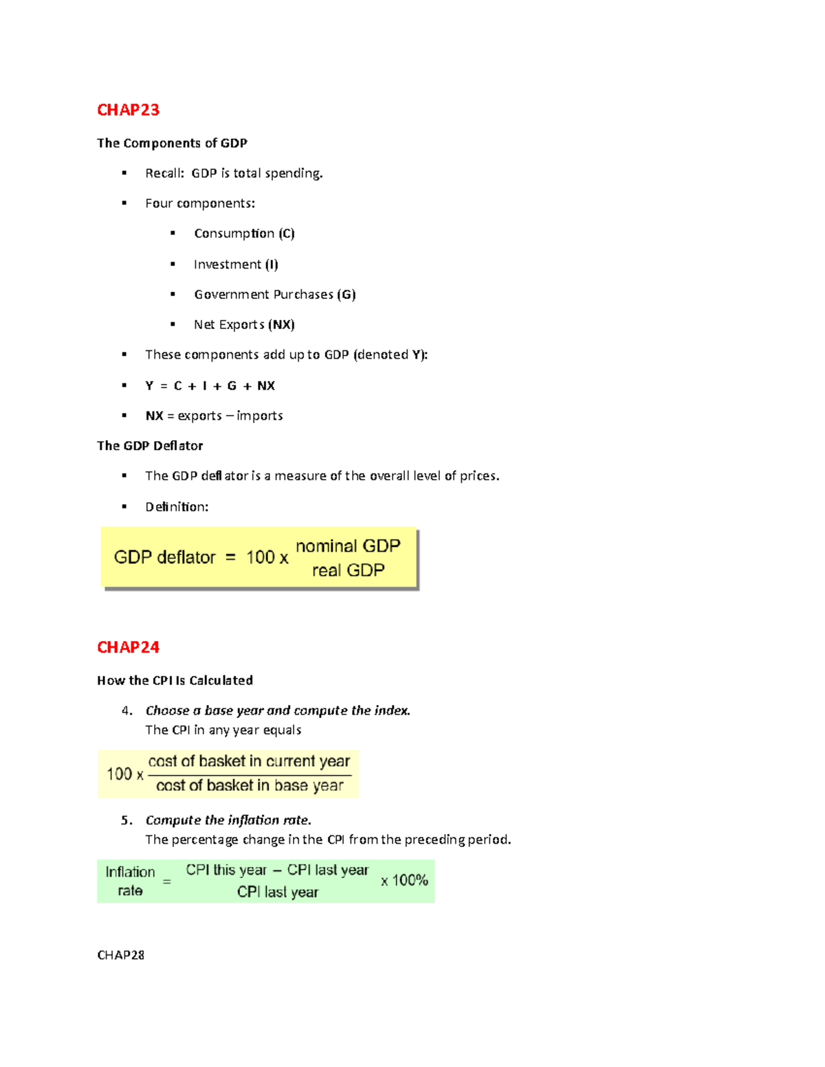 ECO121 - CHAP The Components of GDP Recall: GDP is total spending. Four components: - Studocu