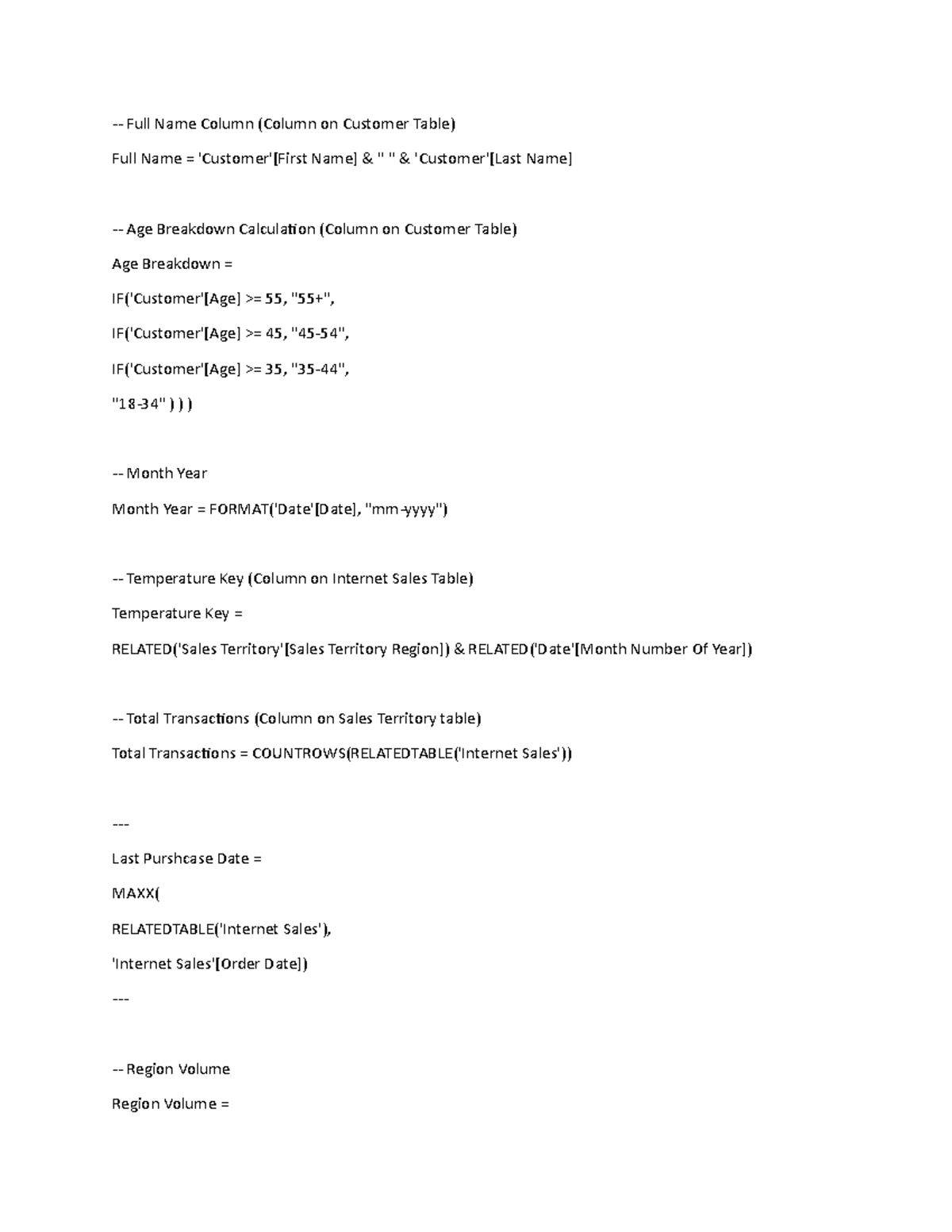 DAX Workshop Code Examples v2 - Full Name Column (Column on Customer ...