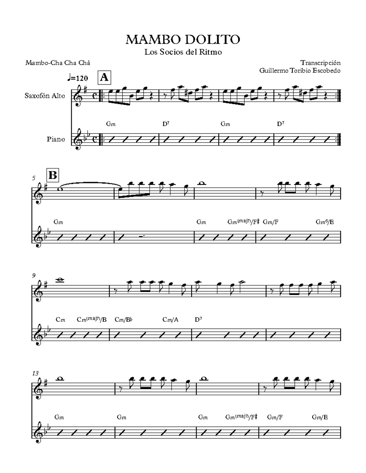 Mambo-dolito-partitura-completa compress - ™™ ™™ ™™ ™™ ####### Saxofón ...