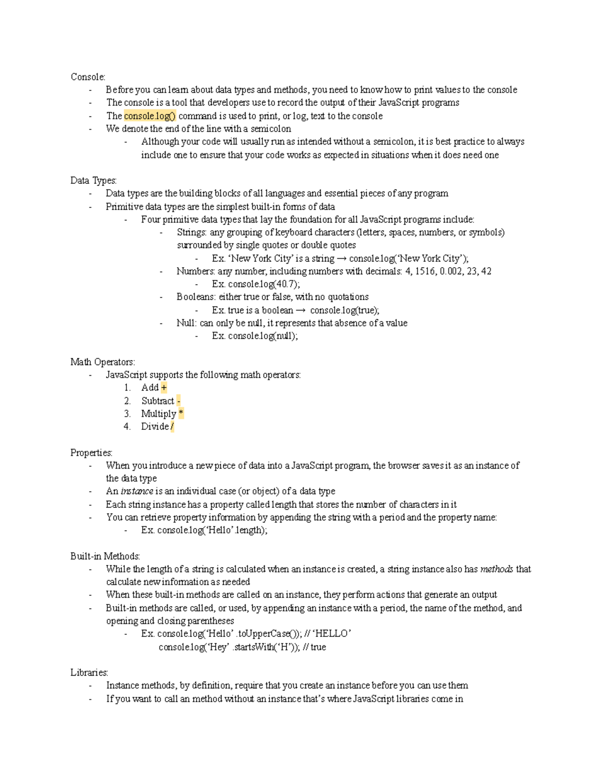 Copy Of Code Academy Lessons Console Before You Can Learn About Data Types And Methods You 3670