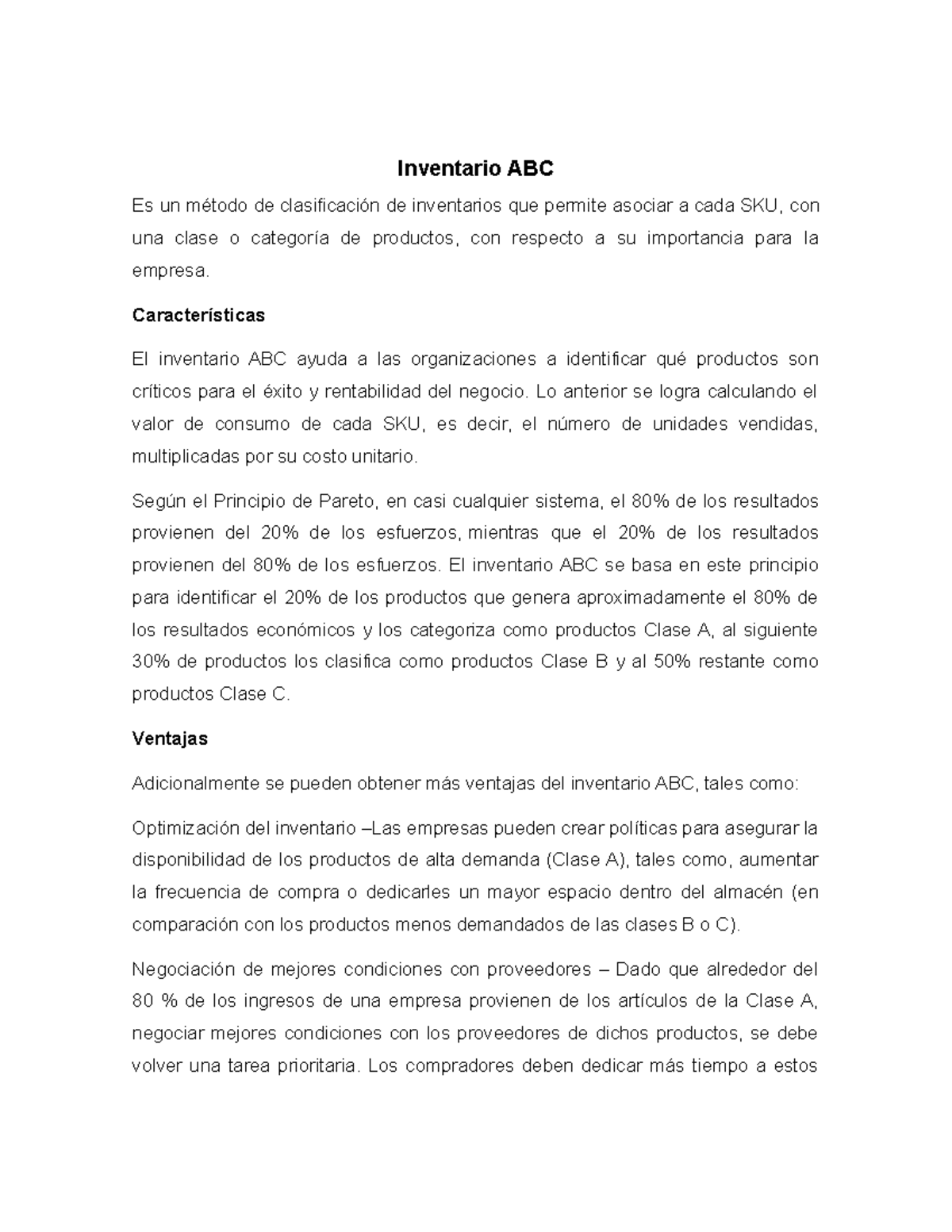 Inventario ABC - Características El inventario ABC ayuda a las ...