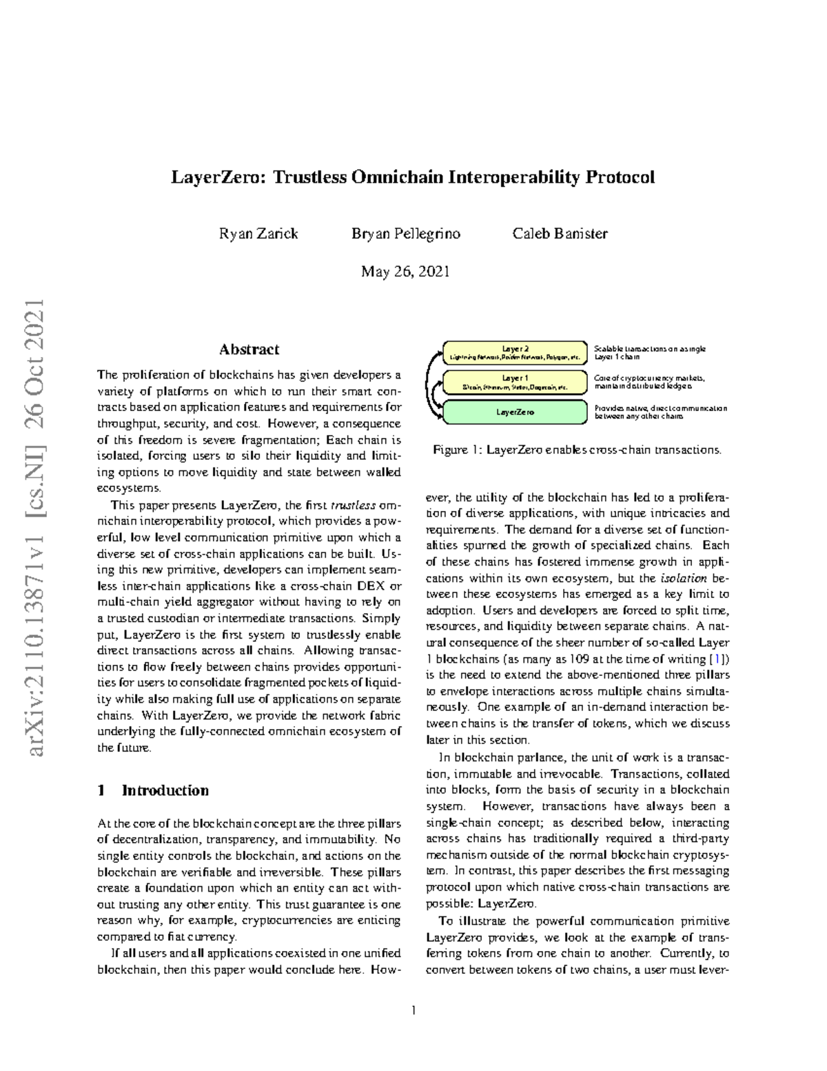 Layer Zero - LayerZero: Trustless Omnichain Interoperability Protocol Ryan Zarick Bryan ...